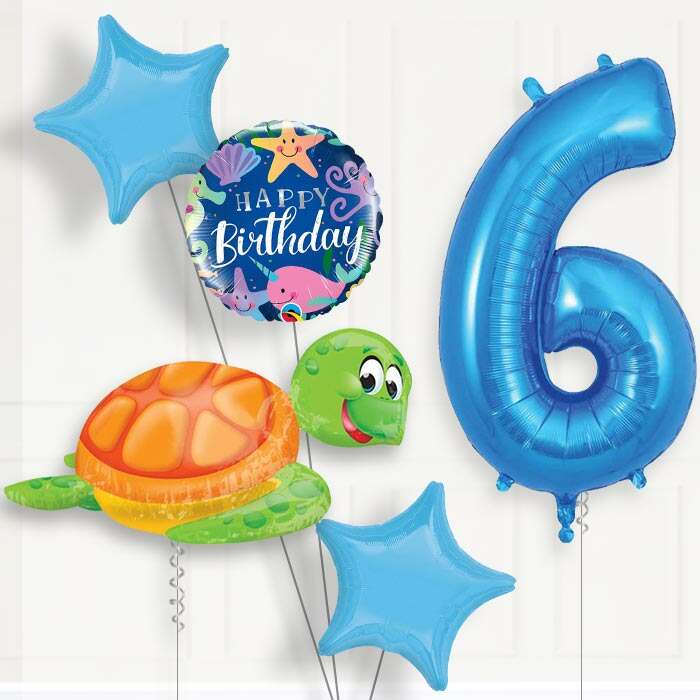 Sea Turtle Helium Balloon Package 6th Birthday